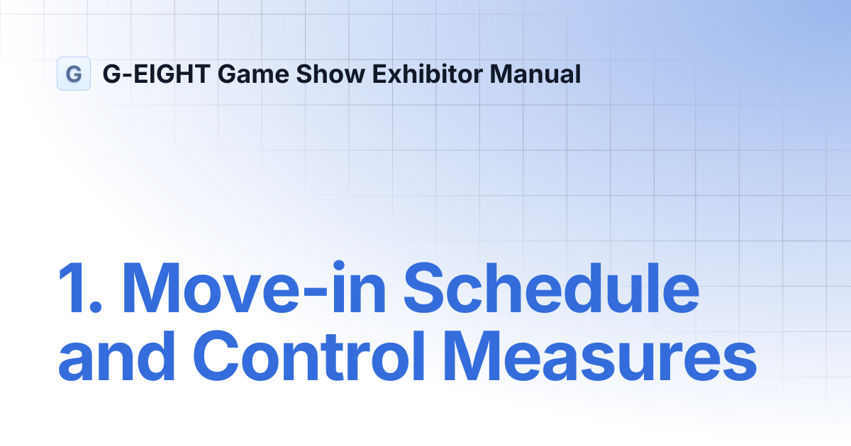 1. Move-in Schedule and Control Measures | Pre-Event Preparation and ...